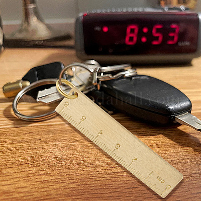 Wholesale DELORIGIN 4Pcs Small Metal Ruler Keychain 6cm Brass Gold ...