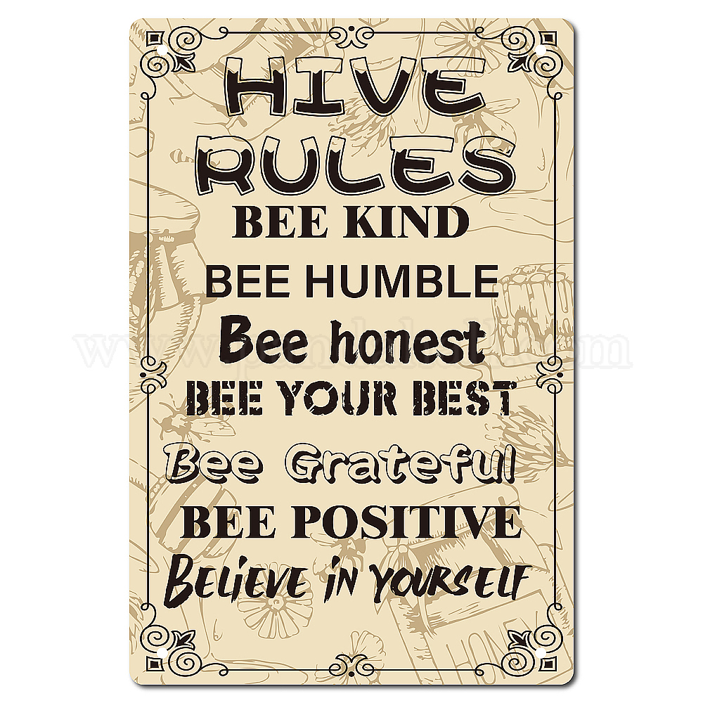 Wholesale CREATCABIN Metal Tin Sign Hive Rules Bee Kind Retro Vintage ...
