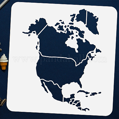 Wholesale FINGERINSPIRE North America Map Stencil 11.8x11.8 inch Hollow ...