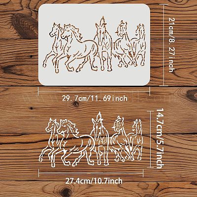 Wholesale FINGERINSPIRE Horse Stencil 29.7x21cm 5 Running Horses ...