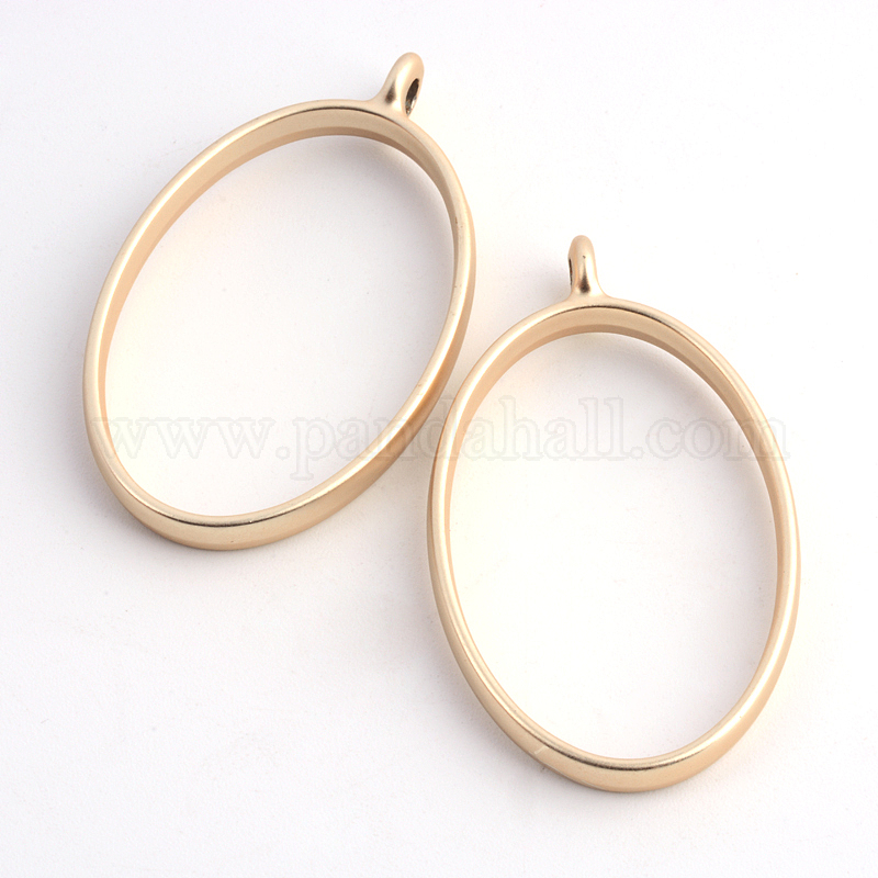 Wholesale Matte Style Rack Plating Alloy Oval Open Back Bezel Pendants ...
