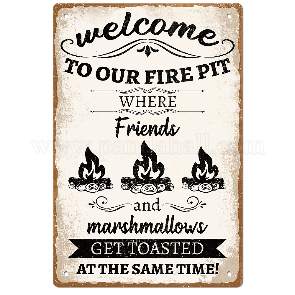 Wholesale GLOBLELAND Fire Pit Metal Signs Welcome To Our Fire Pit ...