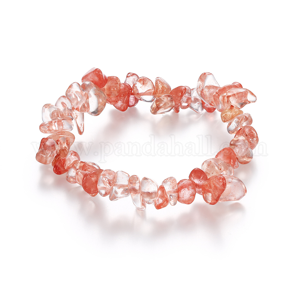 Wholesale Cherry Quartz Glass Chips Stretch Bracelets - Pandahall.com