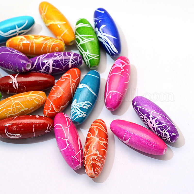 Wholesale Spray Painted Drawbench Acrylic Rice Beads - Pandahall.com