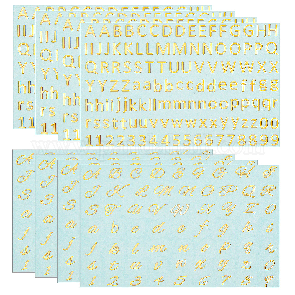 Wholesale OLYCRAFT 8 Sheets Mini Metal Alphabet Number Stickers Self ...