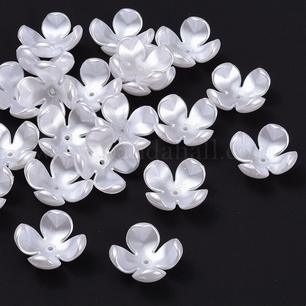 Wholesale 4-Petal ABS Plastic Imitation Pearl Bead Caps - Pandahall.com
