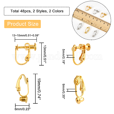 Wholesale SUPERFINDINGS 48Pcs 2 Style Brass Clip-on Earring Findings ...