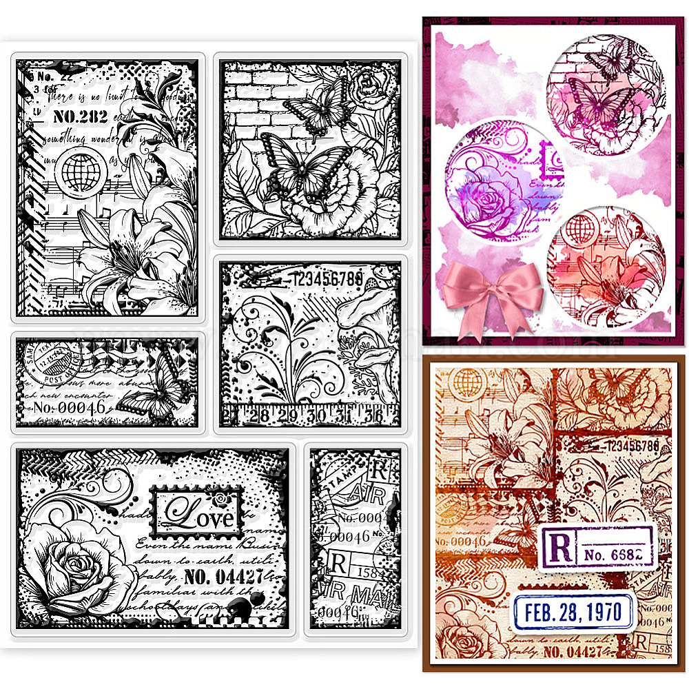 Wholesale GLOBLELAND Vintage Background Clear Stamps Retro Butterfly ...