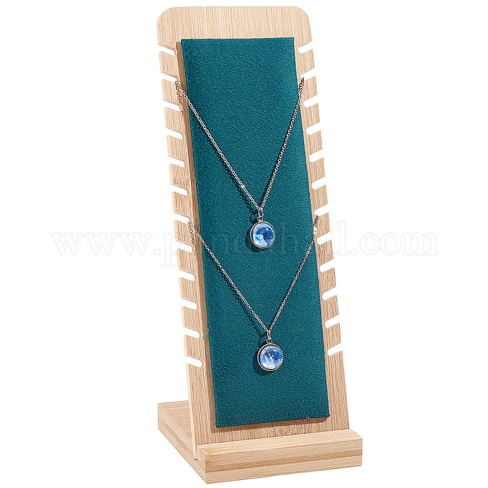 Wholesale FINGERINSPIRE Bamboo Necklace Display Stand Green Flocking ...