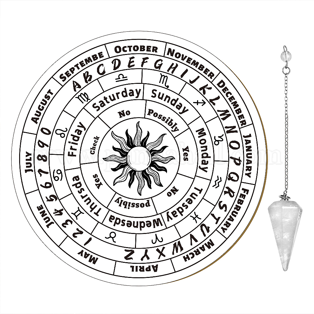 Shop CREATCABIN Pendulum Board With Crystal Necklace Sun Wooden Carven ...