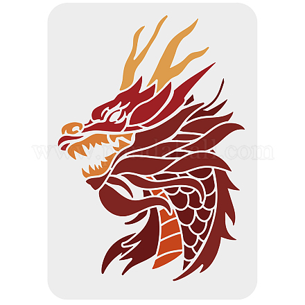Wholesale FINGERINSPIRE Dragon Head Stencil 29.7x21cm Plastic Dragon ...