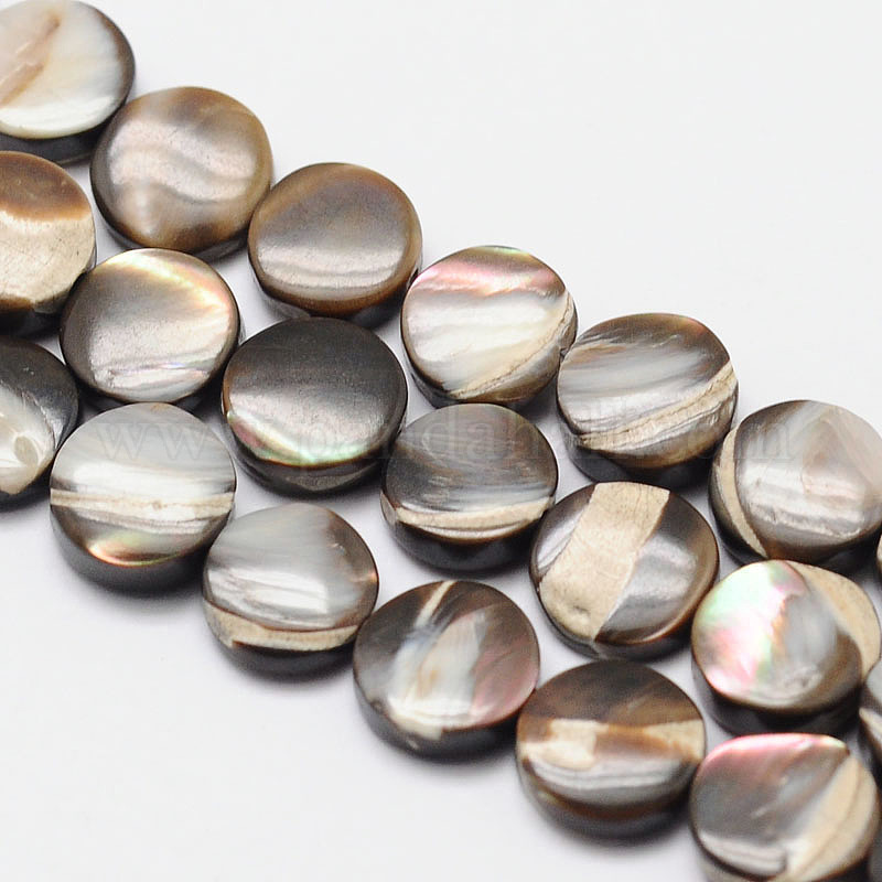 Wholesale Dyed Natural Sea Shell Flat Round Bead Strands - Pandahall.com