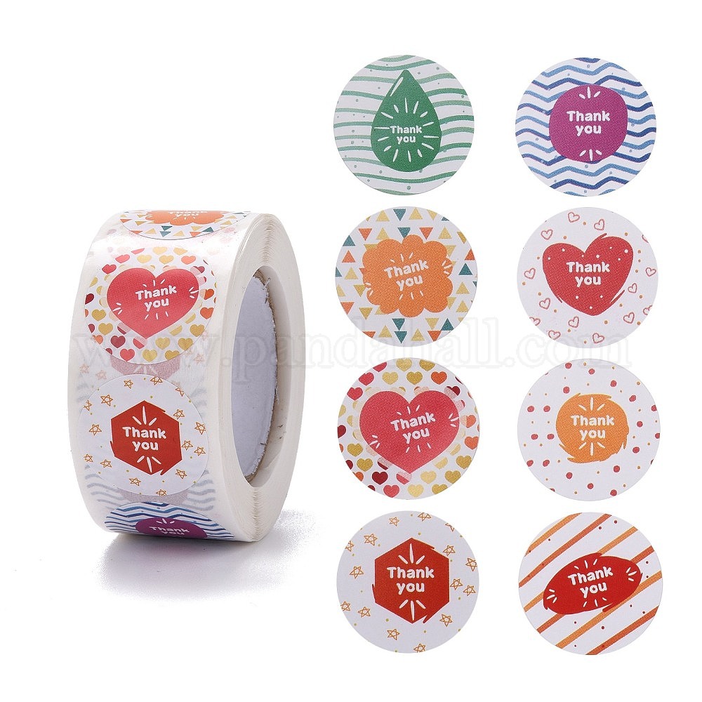 Wholesale Flat Round Paper Thank You Stickers - Pandahall.com