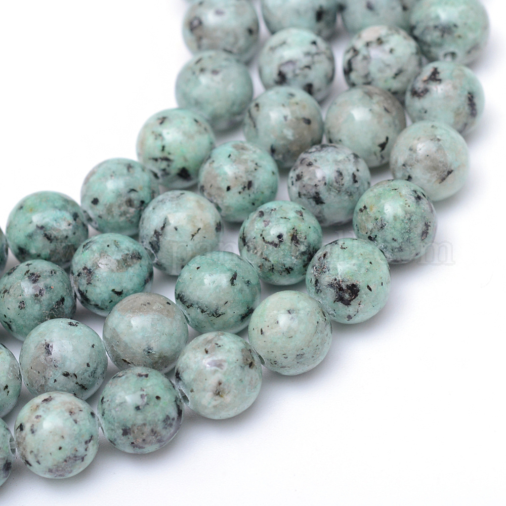 Wholesale Natural Sesame Jasper/Kiwi Jasper Bead Strands - Pandahall.com
