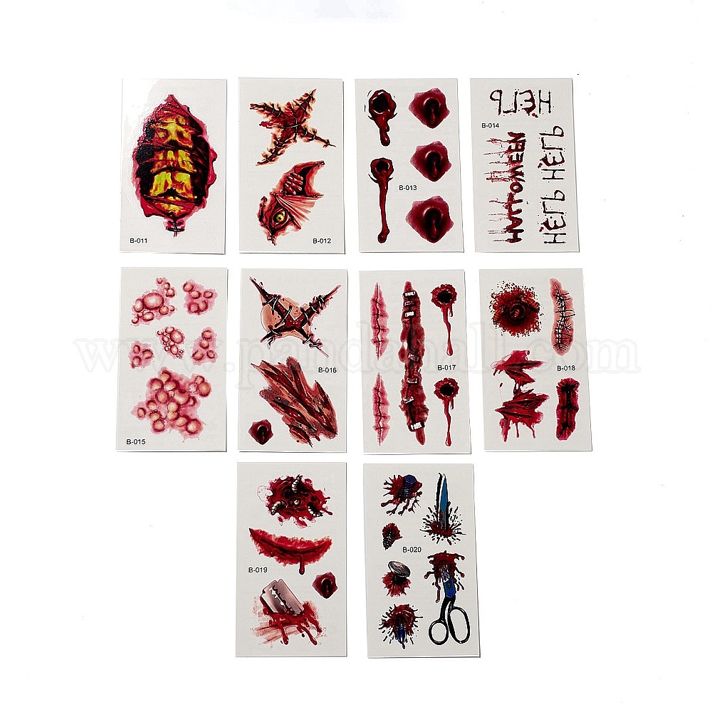 Wholesale 10Pcs 10 Style Halloween Horror Realistic Bloody Wound Scar ...