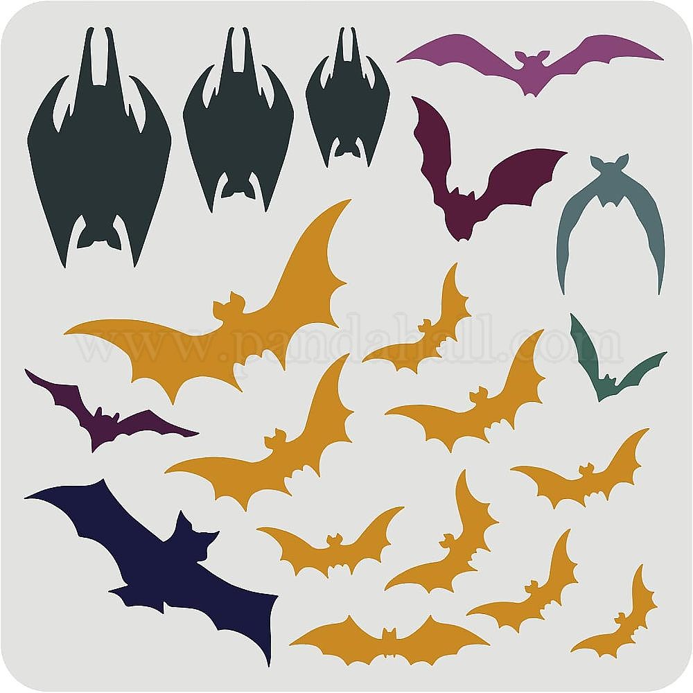 Wholesale FINGERINSPIRE Halloween Bats Stencil 30x30cm Reusable ...