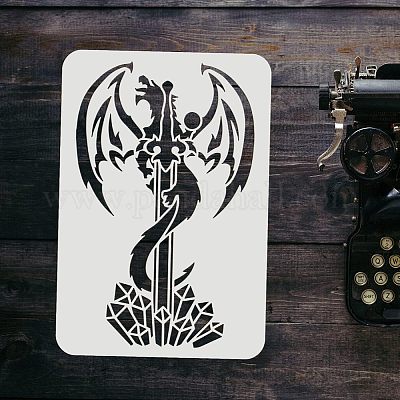 Wholesale FINGERINSPIRE Dragon Sword Stencil 29.7x21cm Reusable Dragon ...