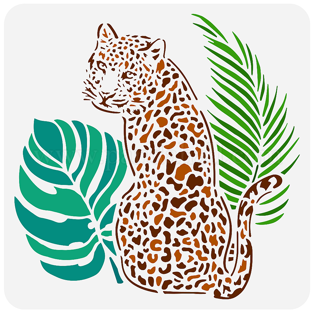 Wholesale FINGERINSPIRE Leopard Stencil 11.8x11.8inch Reusable Tropical ...