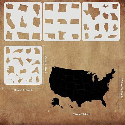 Wholesale FINGERINSPIRE 4 Pcs USA 50 States Stencil 30x30cm United ...