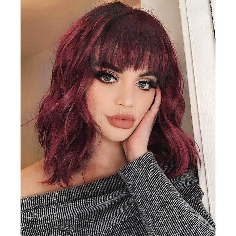 Wholesale Full Head Short Curly Red Wigs with Bangs - Pandahall.com