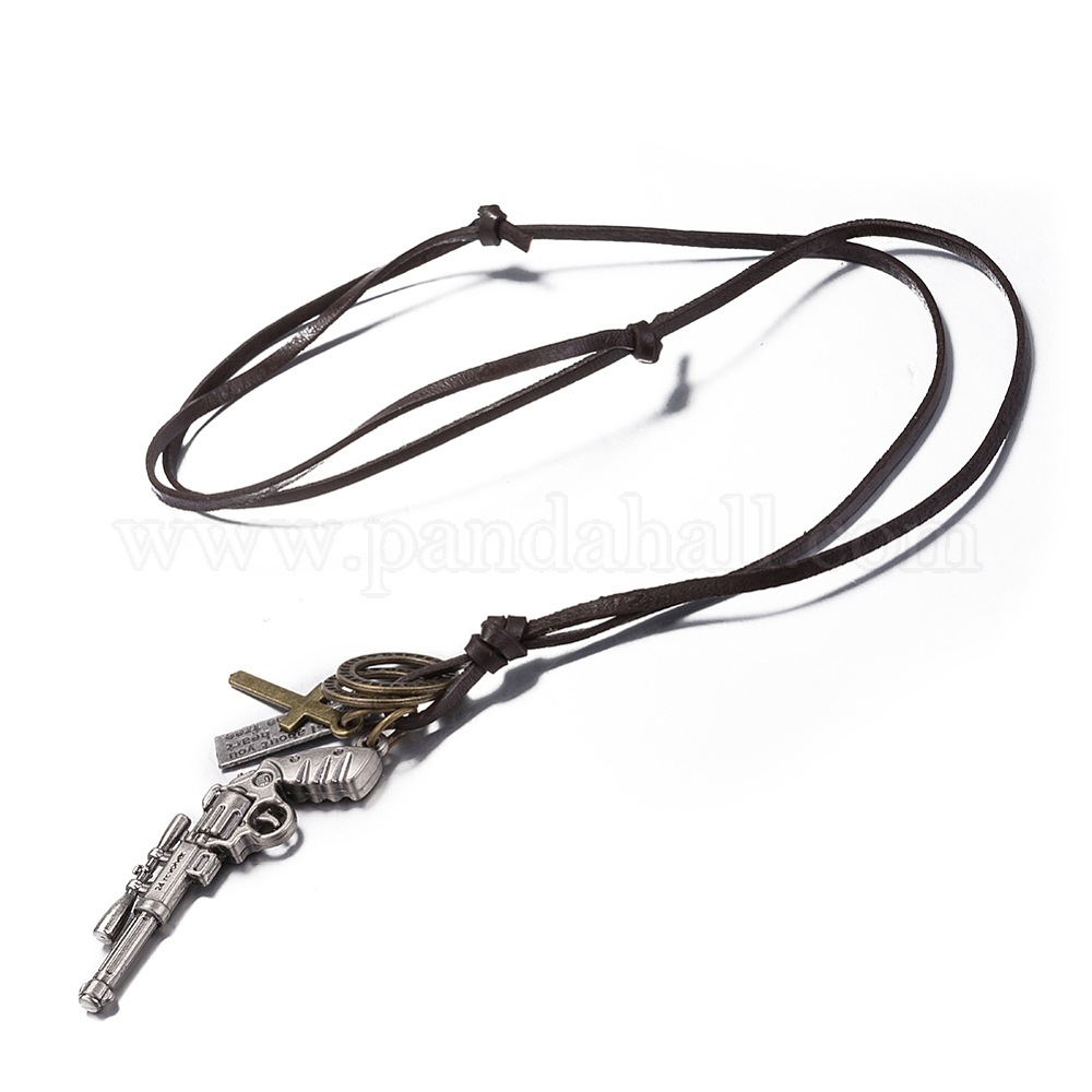 Wholesale Adjustable Men's Zinc Alloy Pendant and Leather Cord Lariat ...