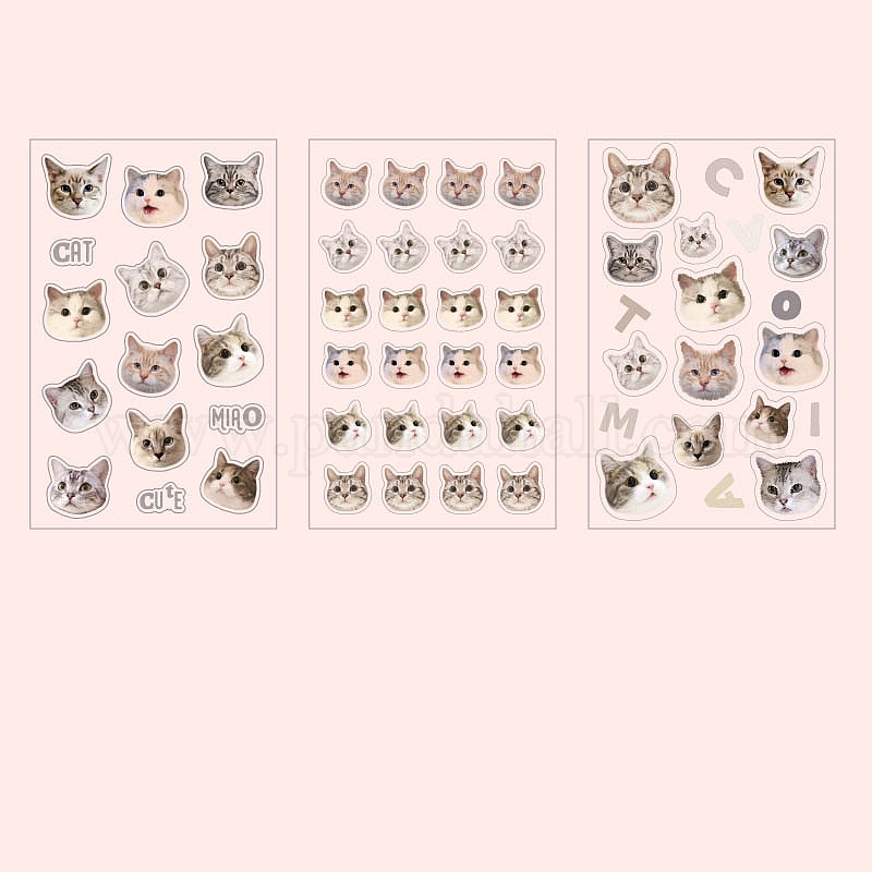 Wholesale 3 Sheets PVC Waterproof Decorative Kitten Stickers ...
