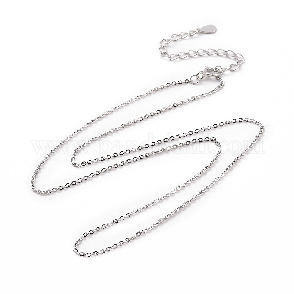 Wholesale Rhodium Plated 925 Sterling Silver Cable Chains Necklace for ...