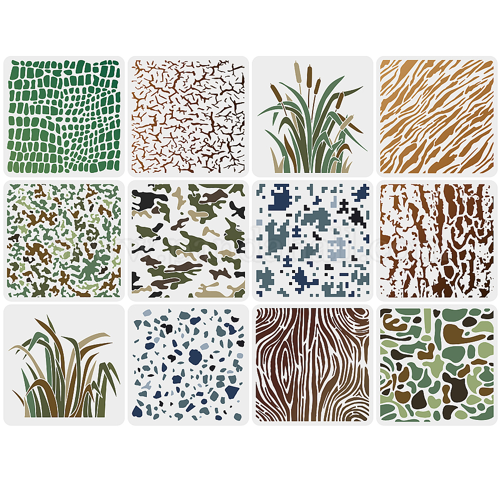 Wholesale FINGERINSPIRE 12 Pcs Camo Print Stencils 30x30cm Camouflage ...