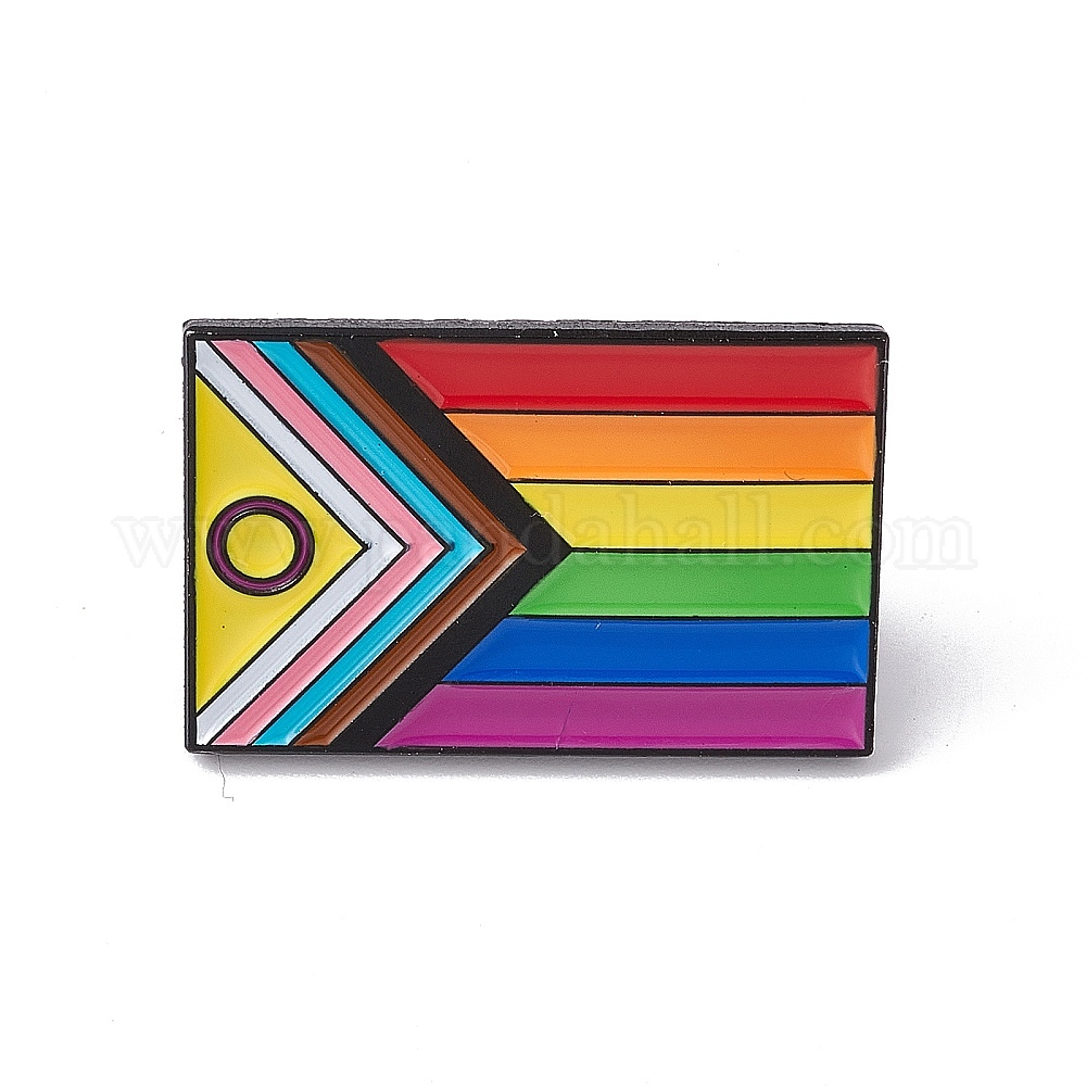 Wholesale Rainbow Color Pride Flag Rectangle Enamel Pin - Pandahall.com