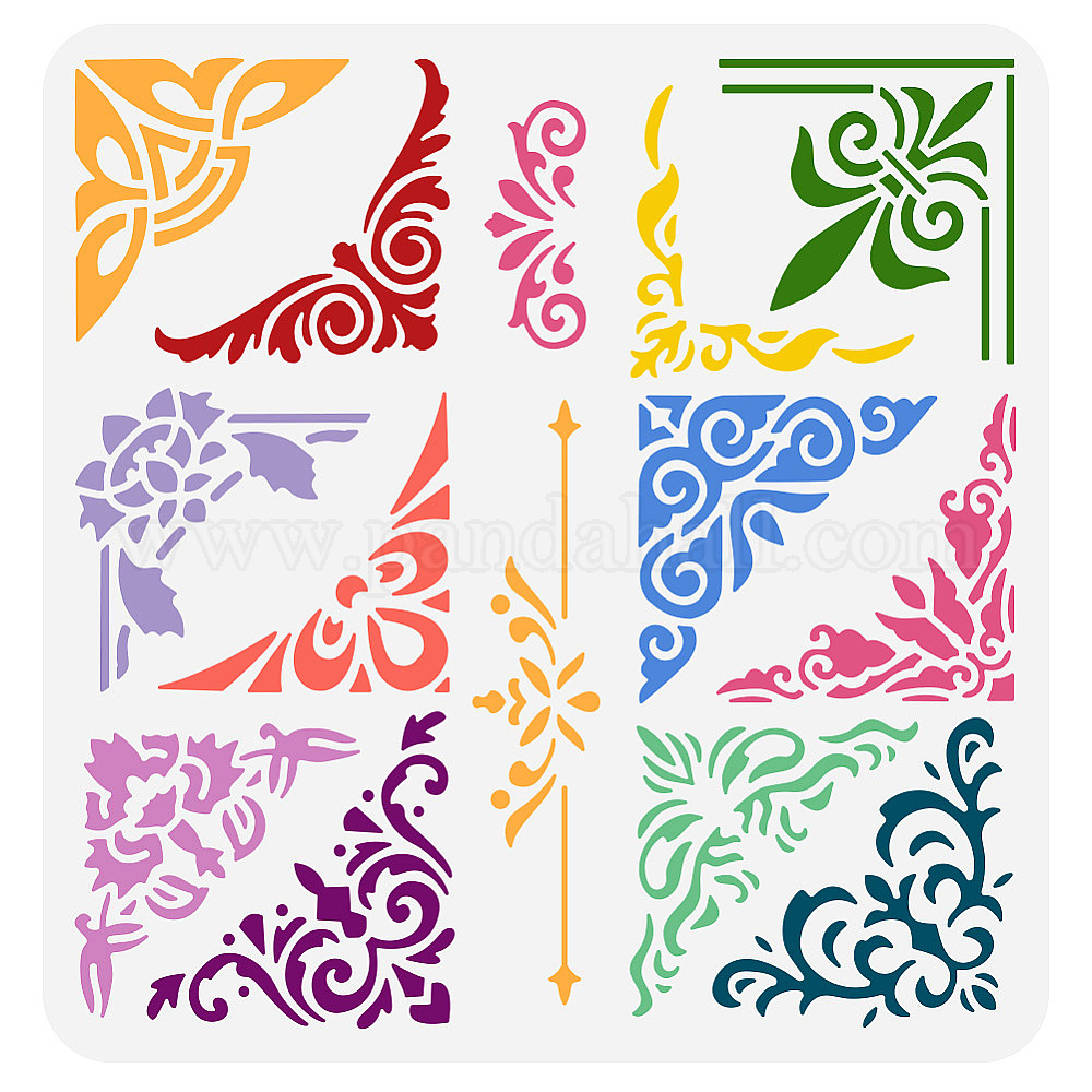 Wholesale FINGERINSPIRE Floral Corner Stencil 11.8x11.8 inch Decorative ...