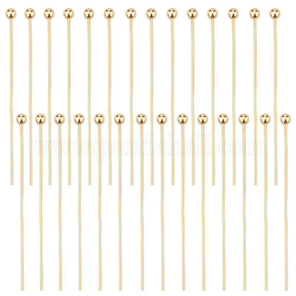 Wholesale Beebeecraft 200Pcs/Box Ball Head Pins 18K Gold Plated Brass ...