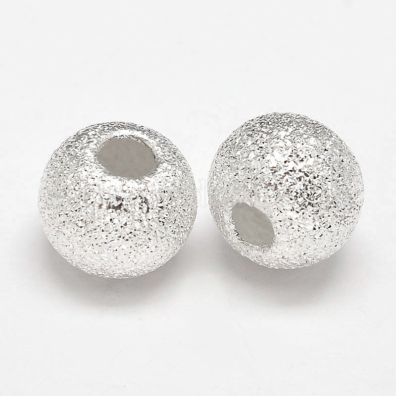 Wholesale Round 925 Sterling Silver Textured Beads - Pandahall.com