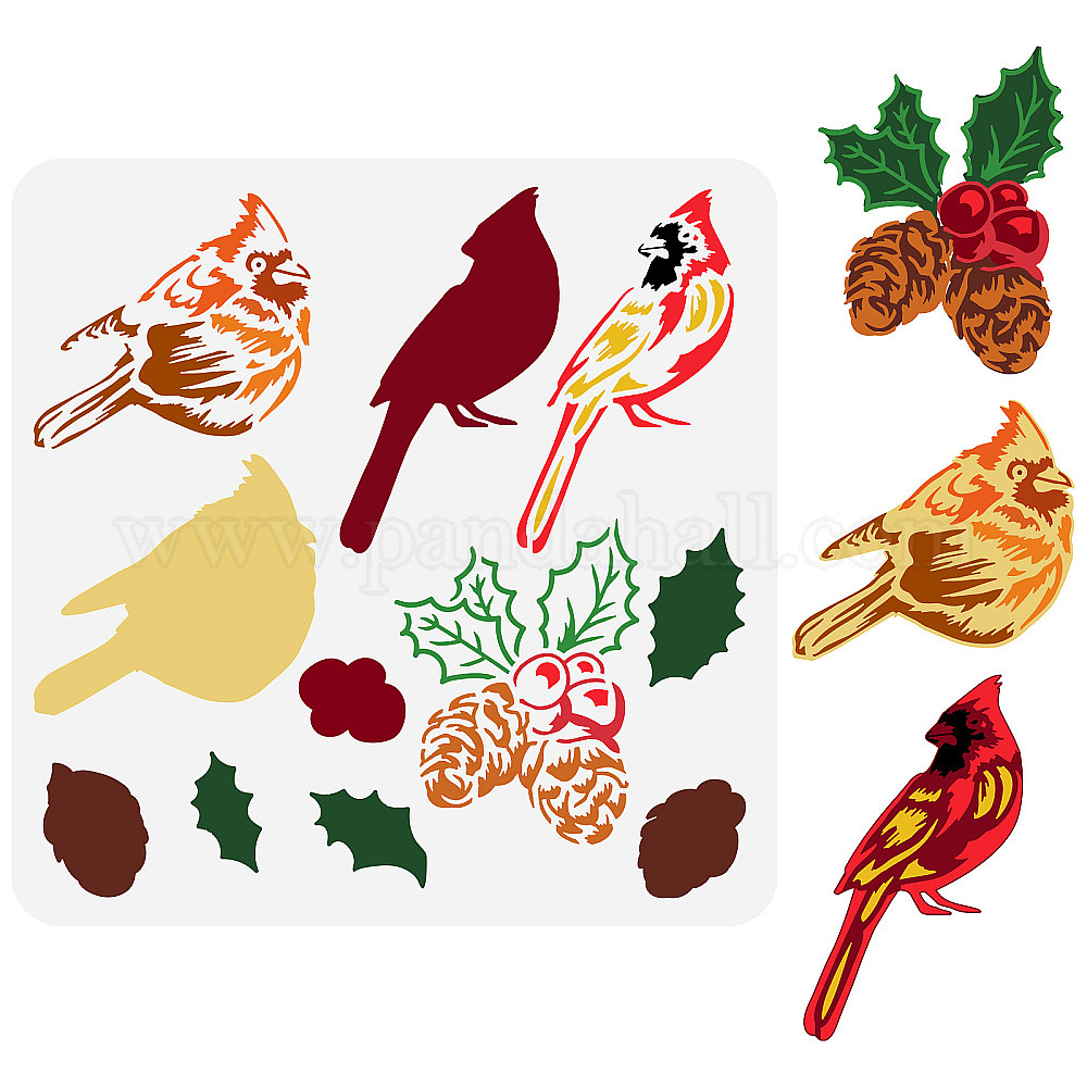 Wholesale FINGERINSPIRE Layered Cardinal and Holly Stencil for Painting ...