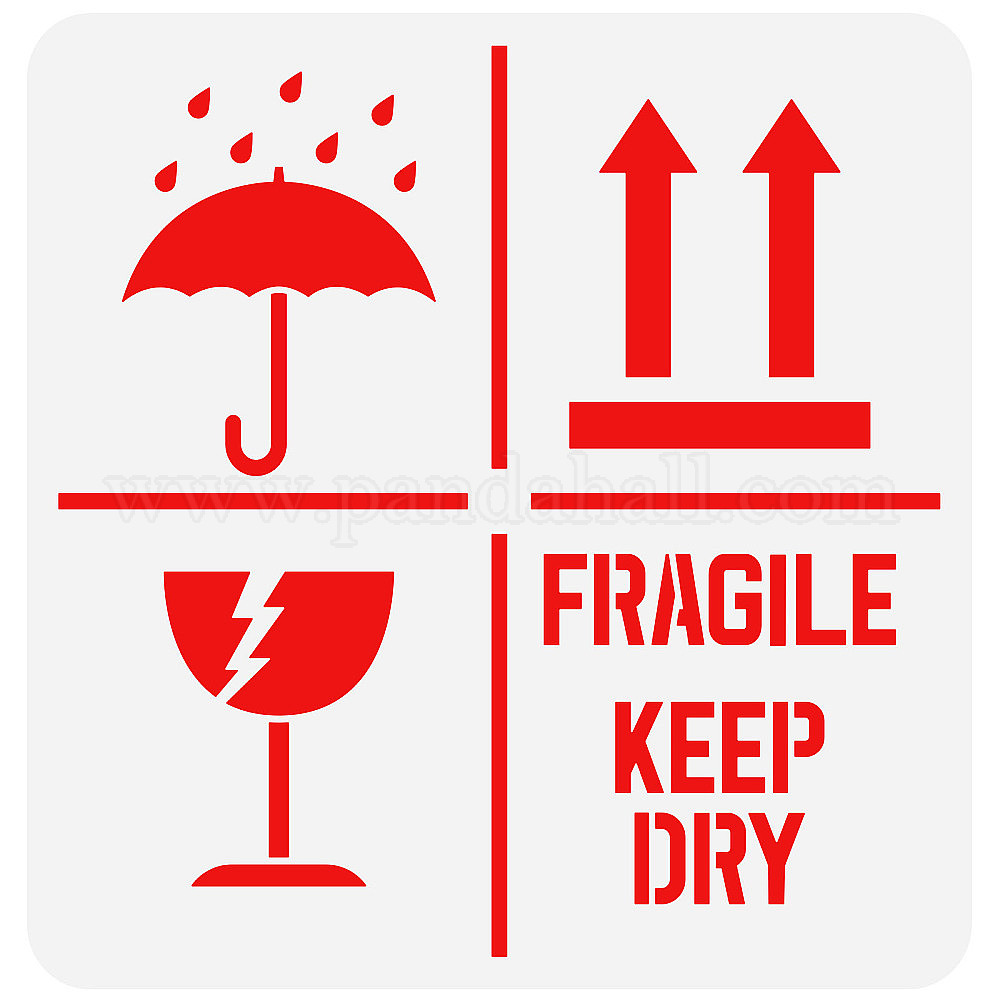 Wholesale FINGERINSPIRE Keep Dry Fragile Up Text Stencil 11.8x11.8inch ...