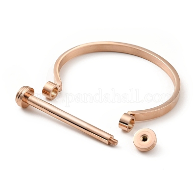 Wholesale 304 Stainless Steel D Shape Bar Screw Bangle - Pandahall.com