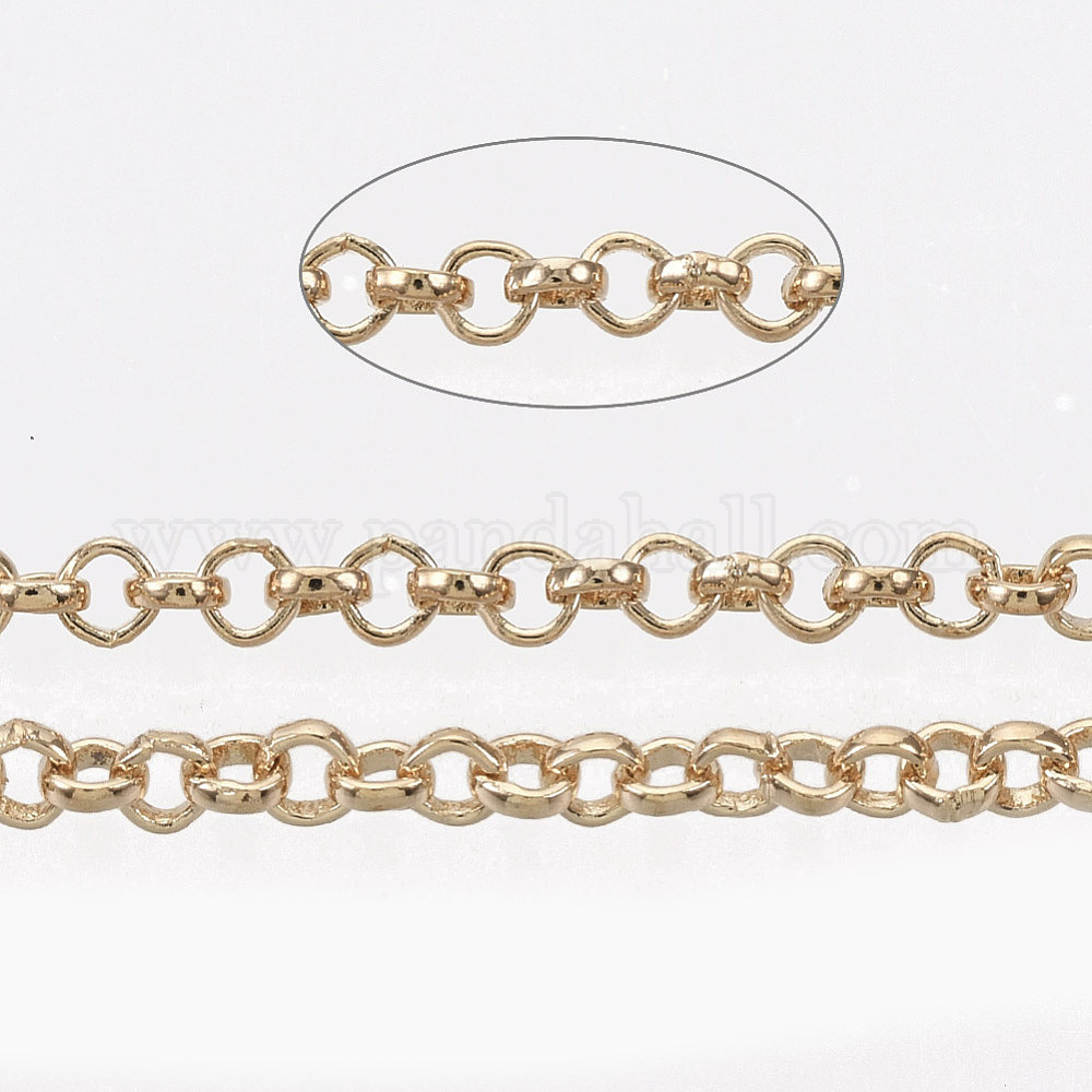 Wholesale Soldered Brass Coated Iron Rolo Chains - Pandahall.com