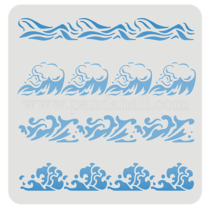 Wholesale FINGERINSPIRE Waves Stencil 30x30cm Plastic Ocean Sea Wave ...