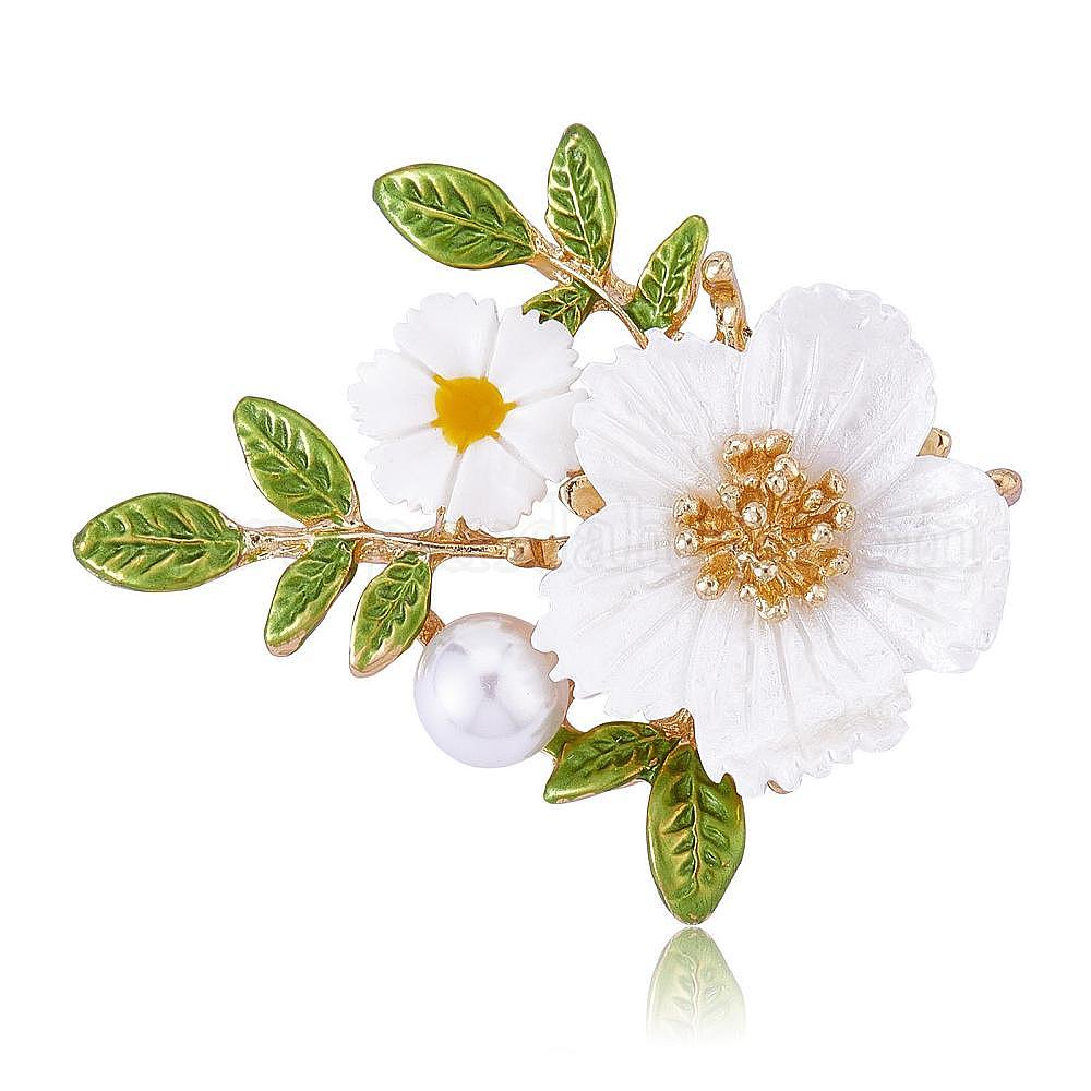 Wholesale Daisy Flower Brooch Alloy Enamel Sunflower Brooch Pin White ...