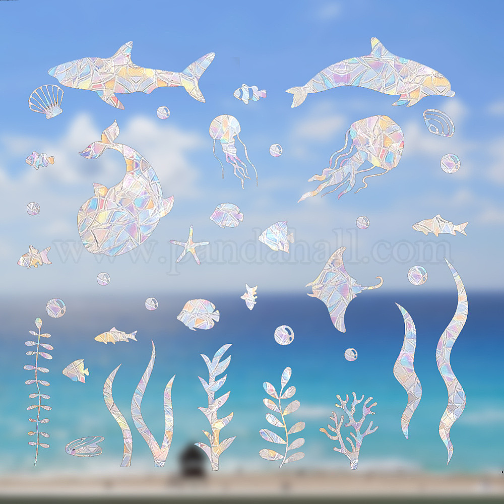 Wholesale GORGECRAFT 4Pcs Ocean Rainbow Window Clings Sea Glass ...