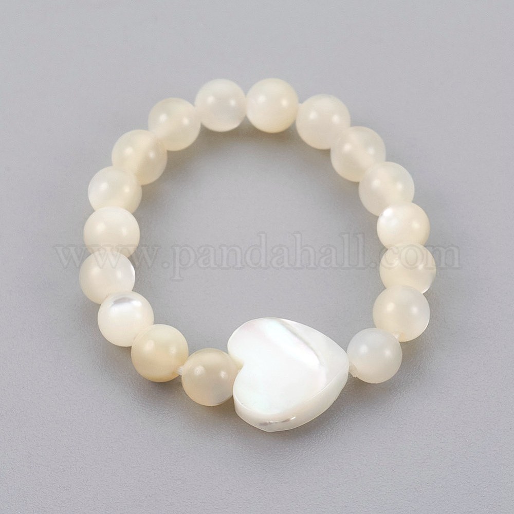 Wholesale Sea Shell Beads Stretch Finger Rings - Pandahall.com