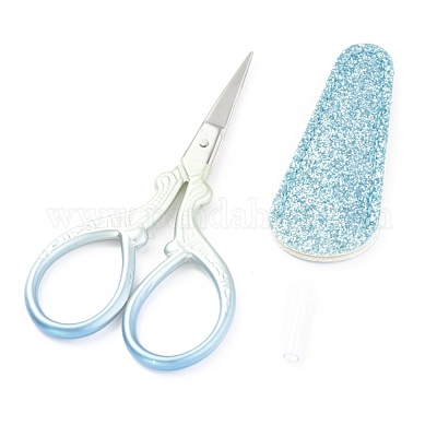 ステンレスはさみ キラキラパウダー保護ジャケット付き ライトブルー 9.3x4.75x0.4cmの通販 - PandaHall（パンダホール）