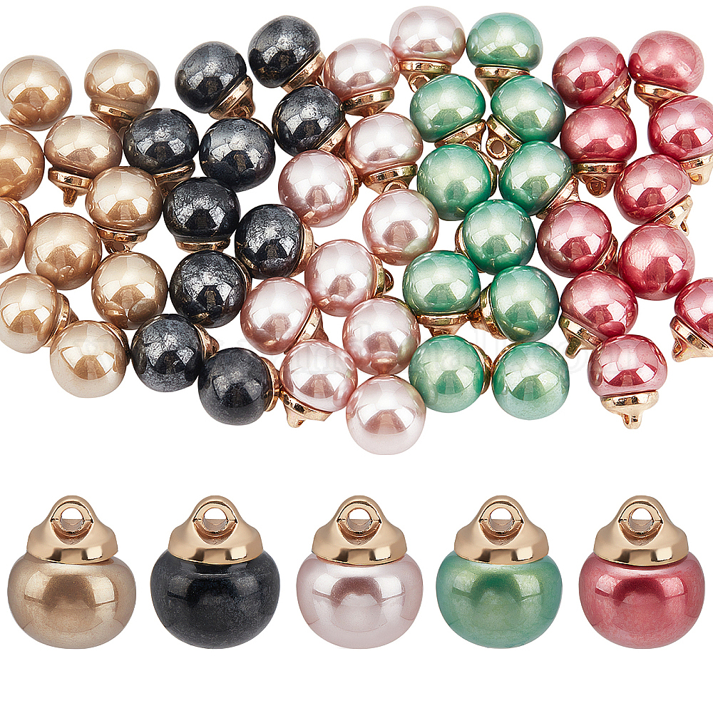Wholesale GORGECRAFT 5 Colors 50PCS Round Faux Pearl Buttons Half Domed Pearl Buttons Mushroom ...