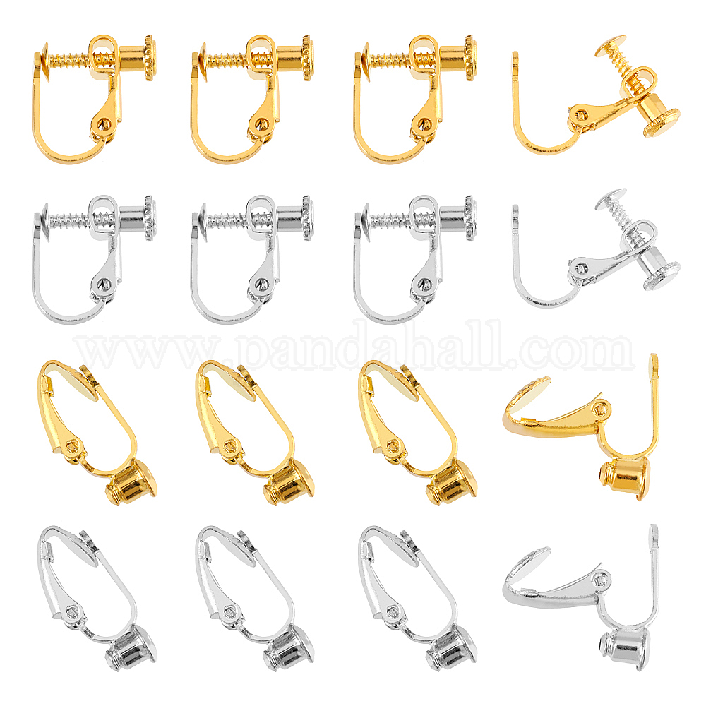 Wholesale SUPERFINDINGS 48Pcs 2 Style Brass Clip-on Earring Findings ...