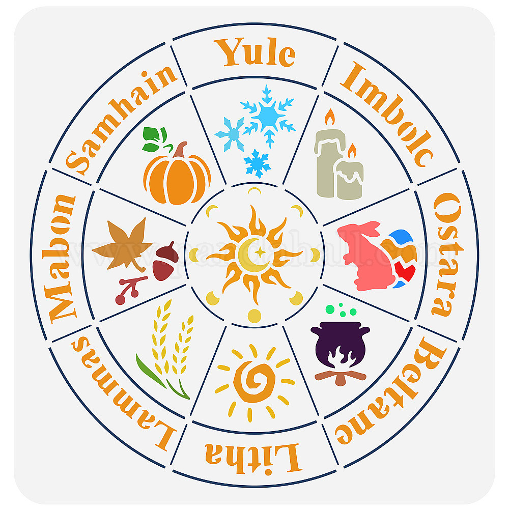 Wholesale FINGERINSPIRE Wheel of The Year Stencil 30x30cm Reusable Sun ...