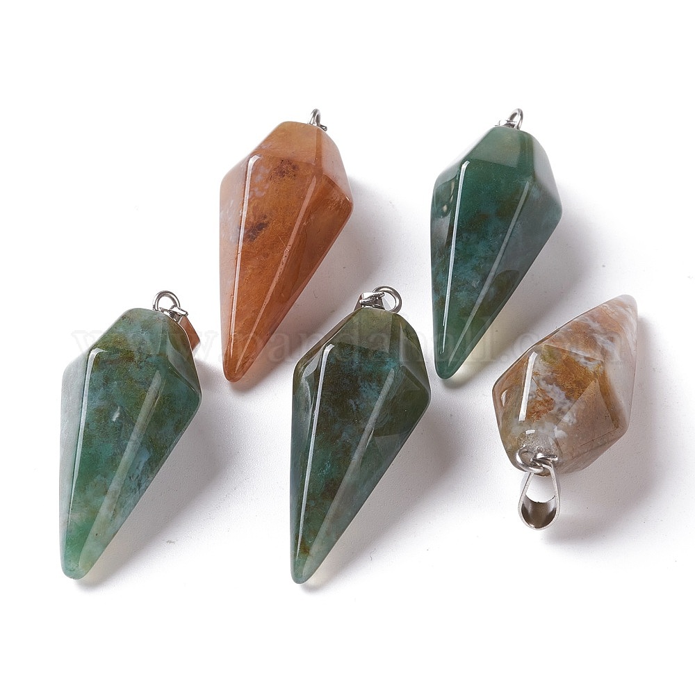 Wholesale Faceted Cone Natural Indian Agate Pendants - Pandahall.com