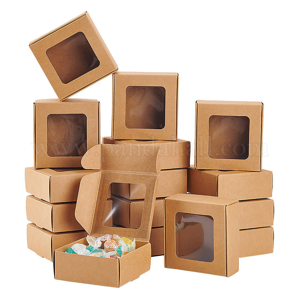 Benecreat 36 paquet de 3x3x1.2 pouces boîte en papier kraft marron avec ...