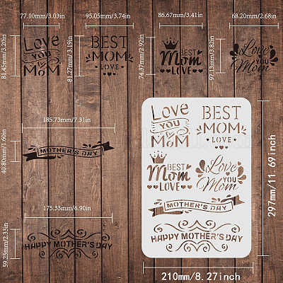 Shop FINGERINSPIRE Happy Mother's Day Stencils 29.7x21cm Mother's Day ...