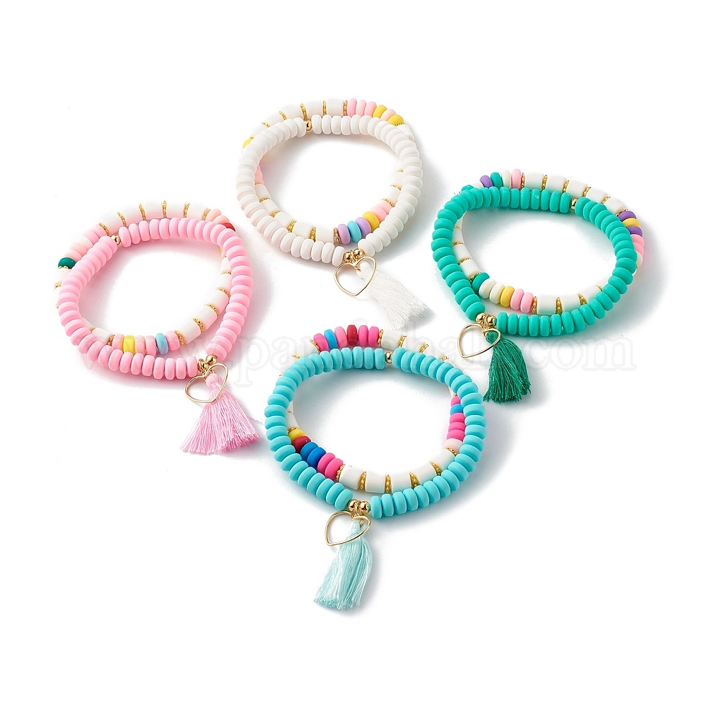 Wholesale Handmade Polymer Clay Beads Stretch Bracelets Sets ...