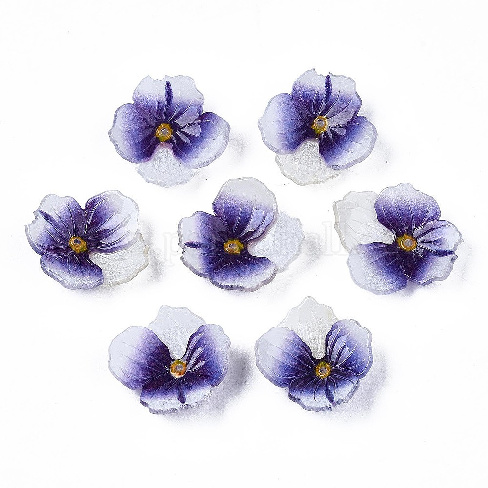 プラスチックビーズ 花 ダークスレートブルー 20x19.5x5mm 穴：1mmの通販 - PandaHall（パンダホール）