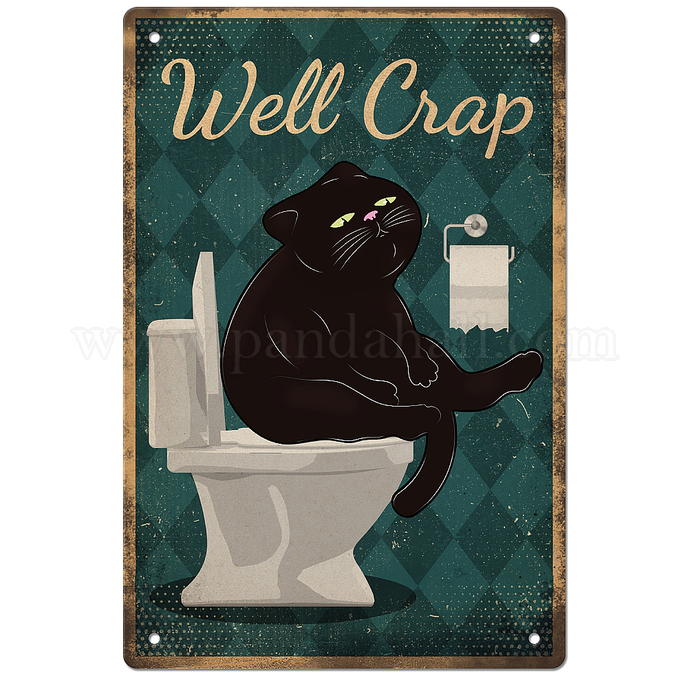 Wholesale GLOBLELAND Vintage Metal Cat Tin Sign Funny Bathroom Art ...